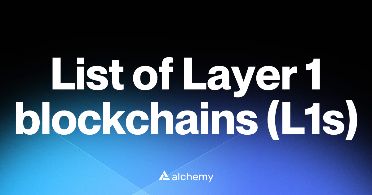 List of 87 Layer 1 blockchains (L1s) (2026) | Alchemy