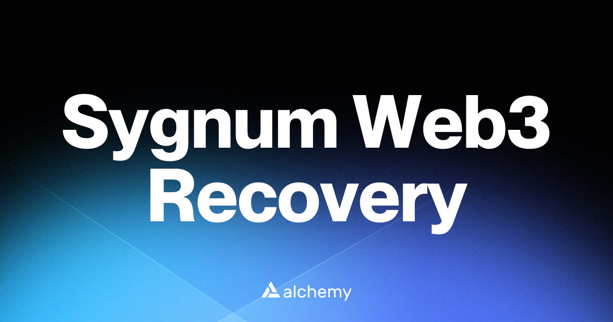 Sygnum Web3 Recovery - Web3 Wallet Tools - Alchemy
