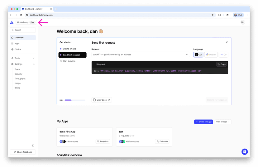 Create an Alchemy API key | Alchemy Docs